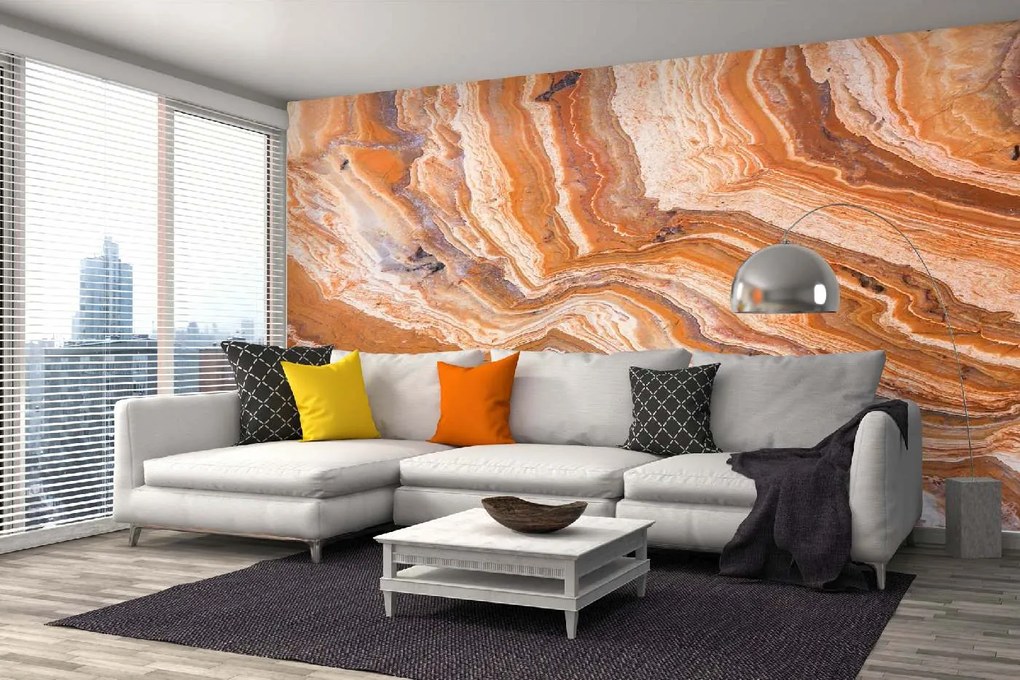 DIMEX | Samolepicí vliesová fototapeta na zeď Krásný hnědý achát MA-5-2456 | 375 x 250 cm | oranžová