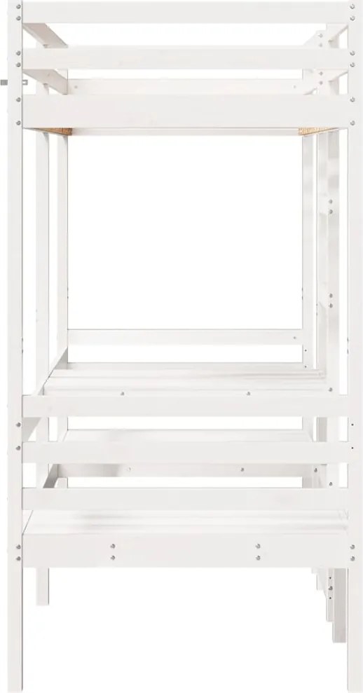 Rám patrové postele se stolem a židlemi bílý 75x190 cm borovice 3308563