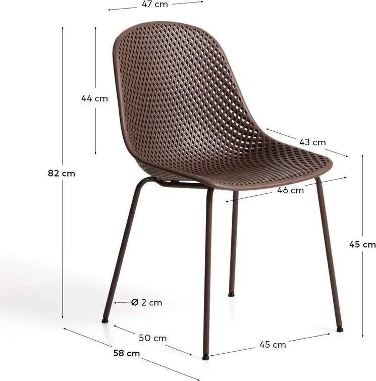 Hnědá kovová zahradní židle Quinby – Kave Home