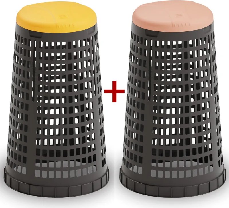 Plastový odpadkový koš na 120 l pytle 1+1 ZDARMA černý, žlutá + červená