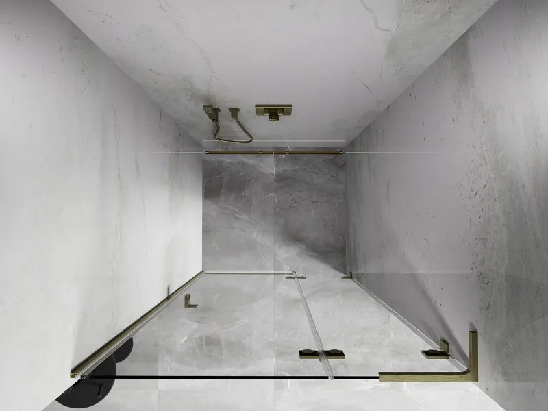 Mexen Lunar L sprchové dveře otevírací pravé 80 cm, transparentní, zlaté kartáčované - 834L-080-000-55-00-P