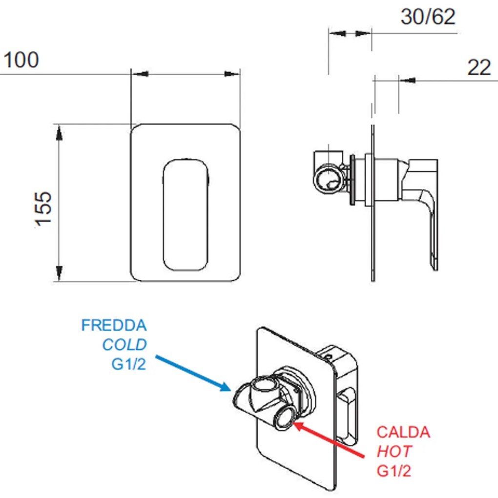 Sapho SPY podomítková sprchová baterie, 1 výstup, černá mat, PY41/15