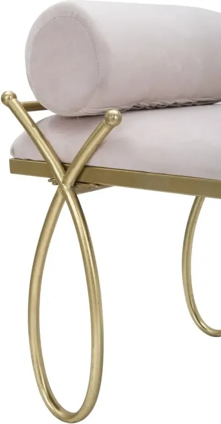 Lavice Ribbon 112 cm samet zlatá/růžová