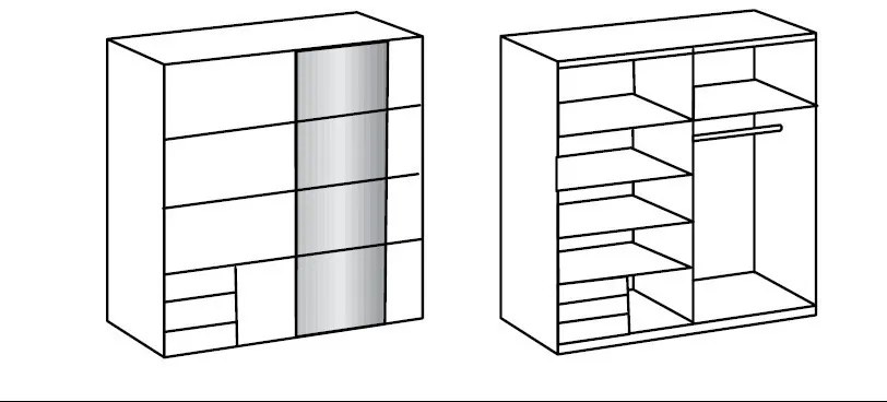 Šatní skříň se zrcadlem Emden, 179 cm, bílá