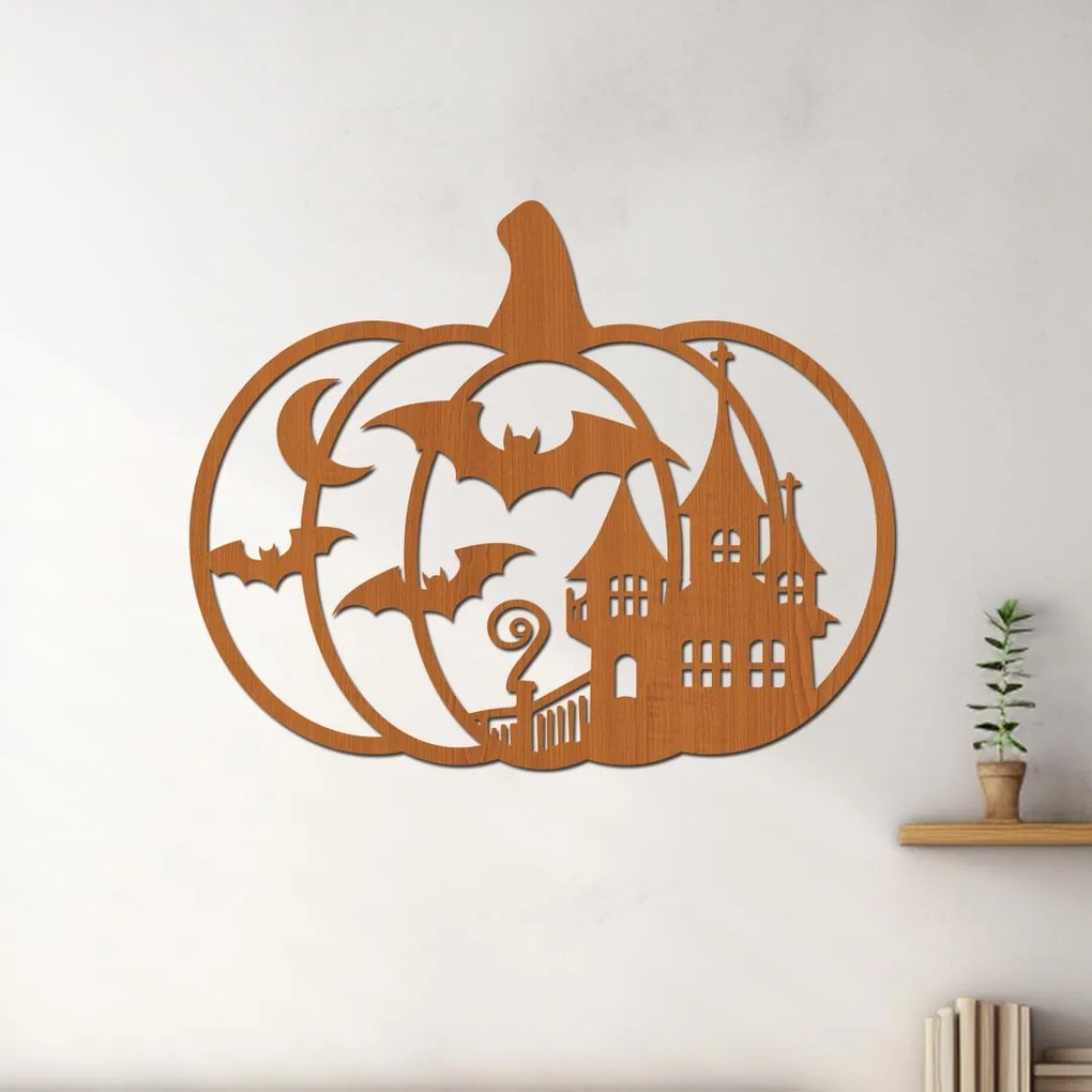 dřevo života Halloweenská dekorace na zeď - ZÁMEK Zvolte rozměr (cm): 40x33, Zvolte barvu dekoru: Černá