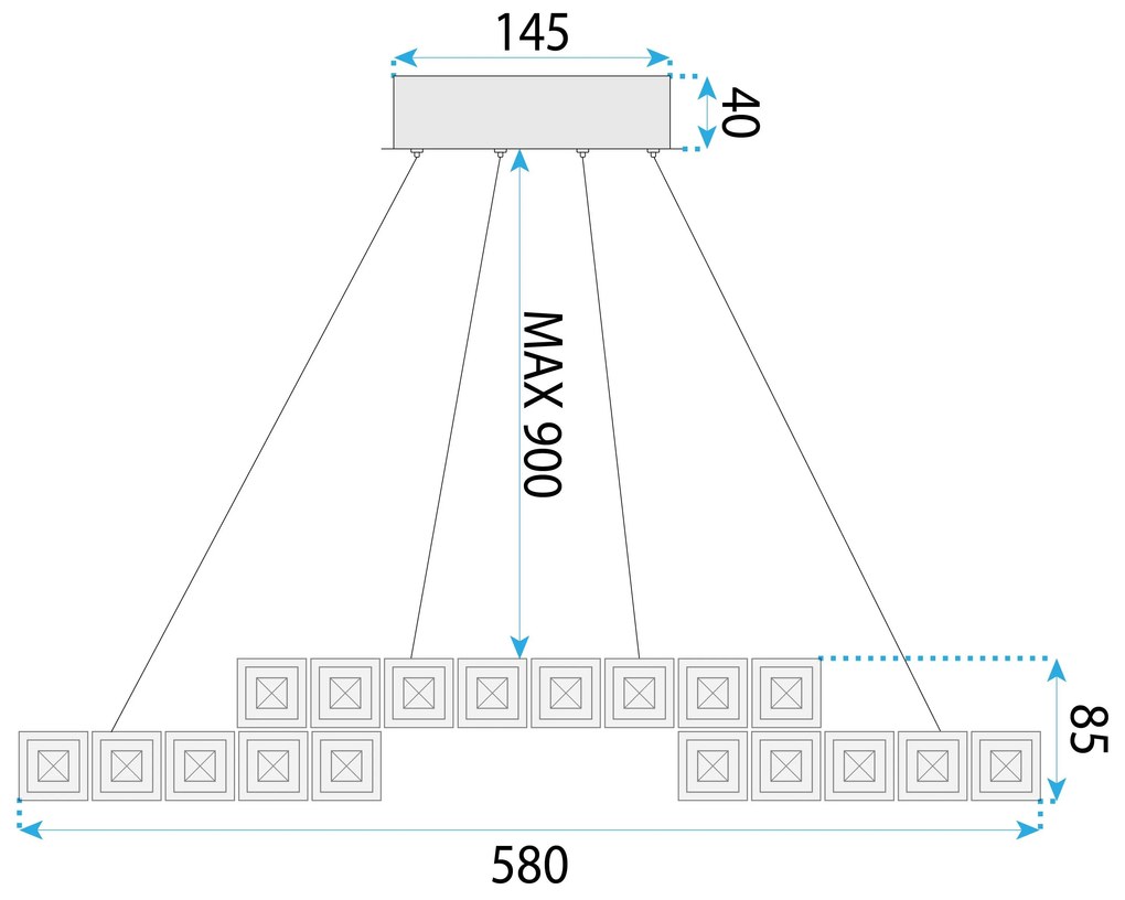 Toolight Toolight, LED křišťálové závěsné svítidlo APP1556-CP, chromová, OSW-05178