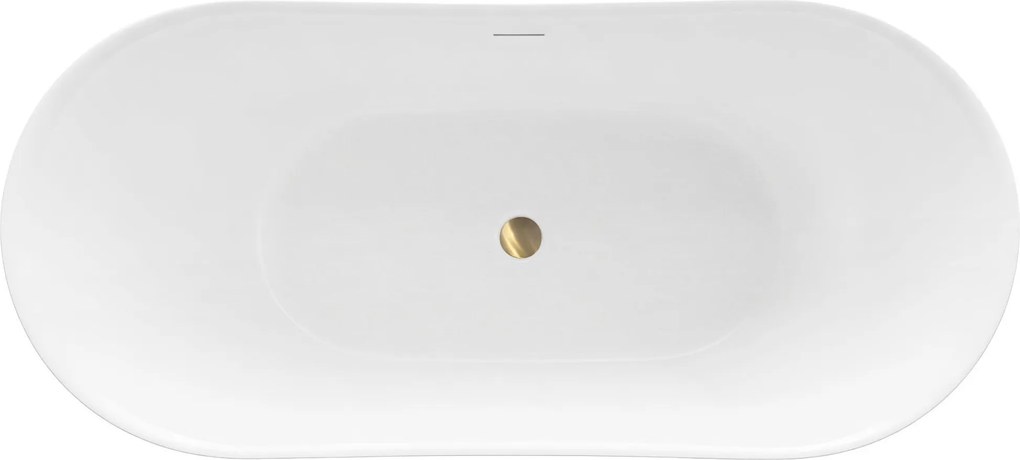 Rea FERRANO Slim, volně stojící vana 1520×730×670 mm, bílá, černá krytka odtoku, KPL-W6080