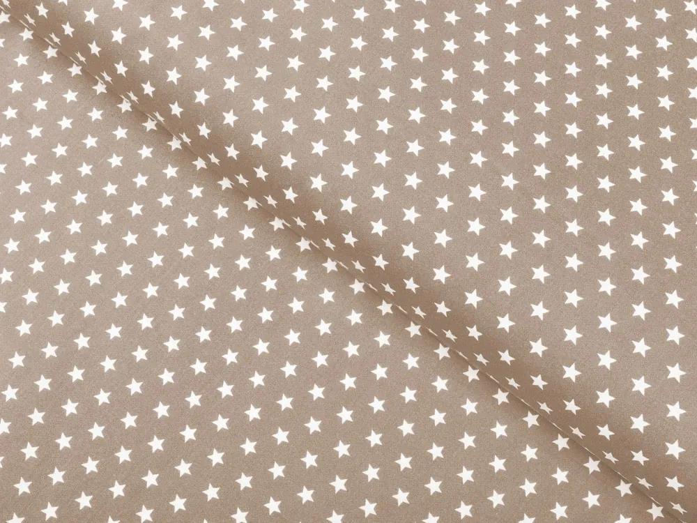 Biante Bavlněný obdélníkový ubrus Sandra SA-349 Bílé hvězdičky na světle hnědém 120x200 cm