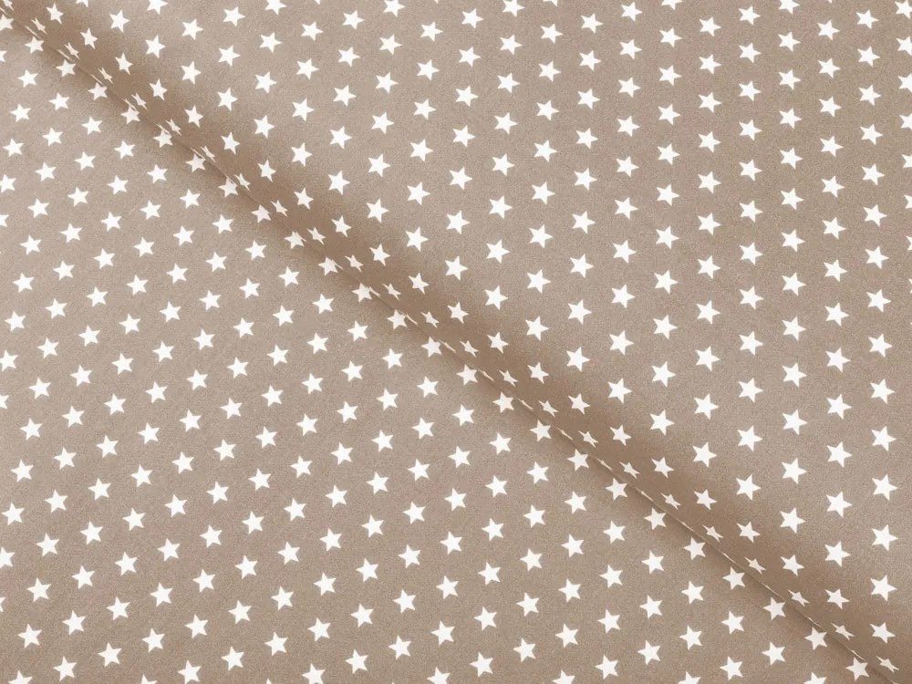 Biante Bavlněný oválný ubrus Sandra SA-349 Bílé hvězdičky na světle hnědém 130x200 cm