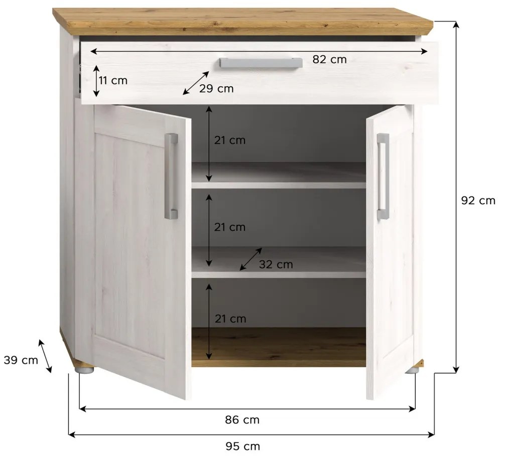 Skříňka s policemi/botník Verona, modřín/dub artisan