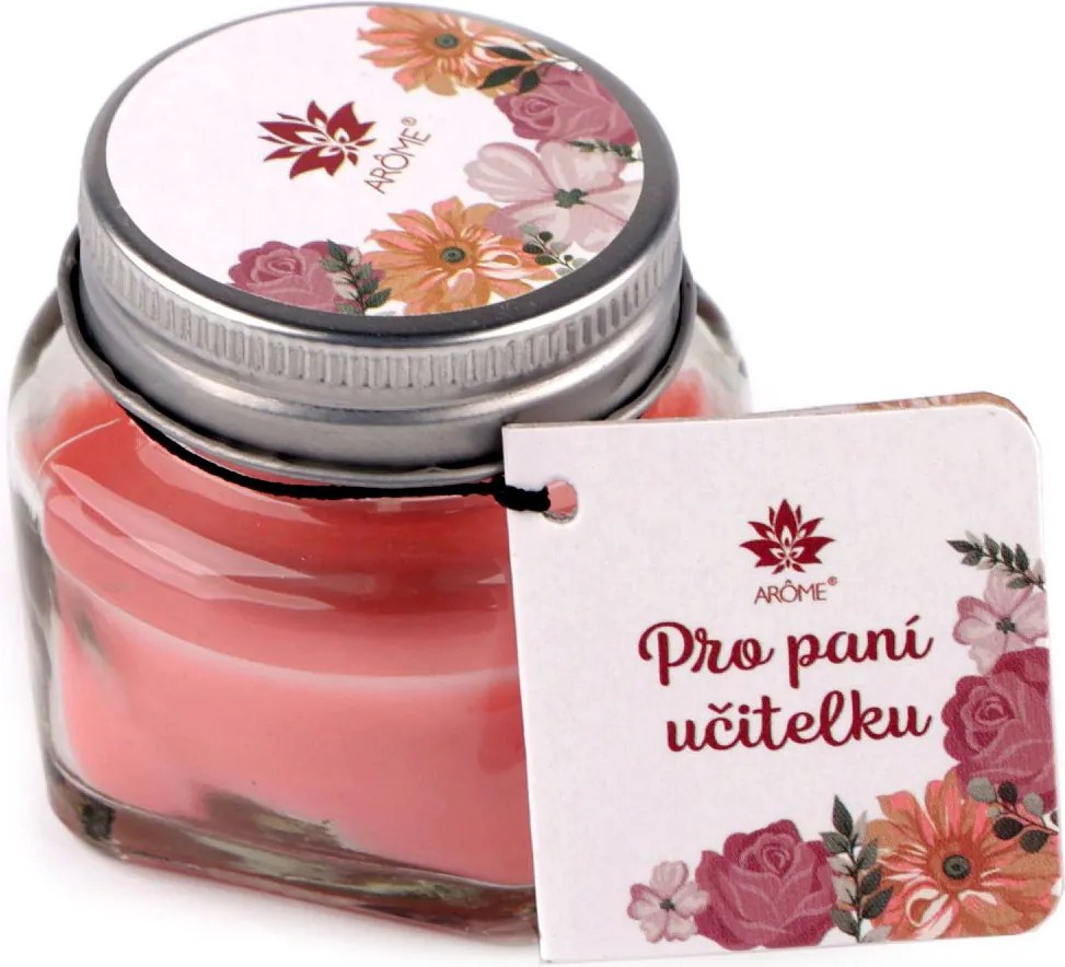 LADO Malá vonná svíčka ve skle s jmenovkou 28 g Fruit, Floral Varianta: 14 (Orange) lososová, Balení: 3 ks