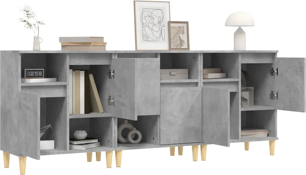Příborníky 3 ks betonově šedé 60 x 35 x 70 cm kompozitní dřevo 3185739