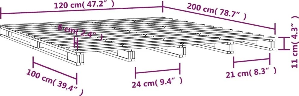 vidaXL Postel z palet 120 x 200 cm masivní borové dřevo [821389] Barva: medová hnědá