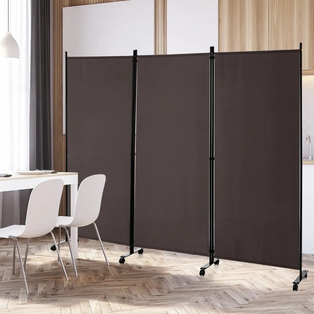 Costway 180 cm vysoká dělicí příčka na kolečkách skládací zástěna se 3 volně