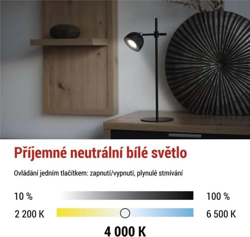 Nabíjecí stolní LED lampa Sophie černá