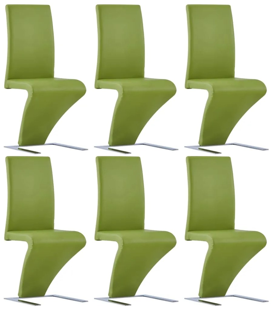 278883 vidaXL Jídelní židle s cik-cak designem 6 ks zelené umělá kůže