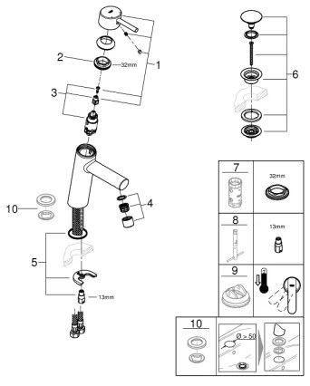 GROHE 23932001 - Umyvadlová baterie EUROSMART velikost M lesklý chrom