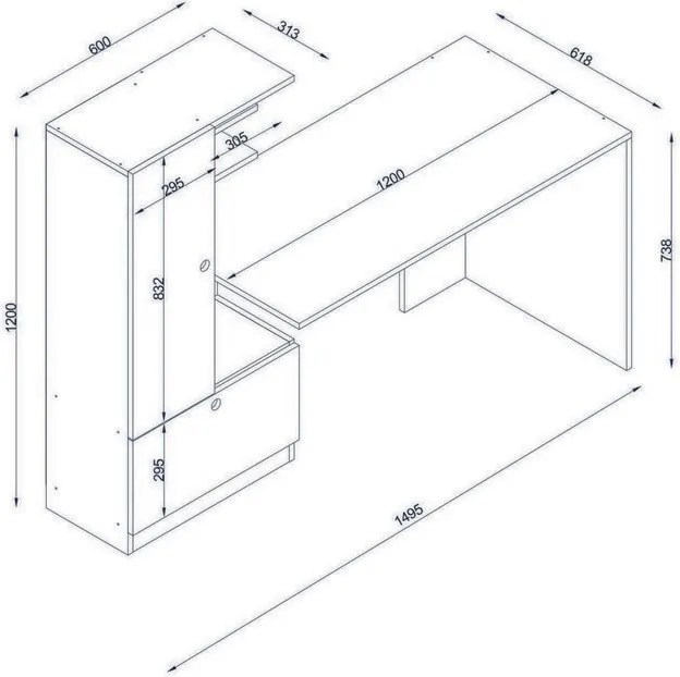 Pracovní stůl Domingos White and Walnut