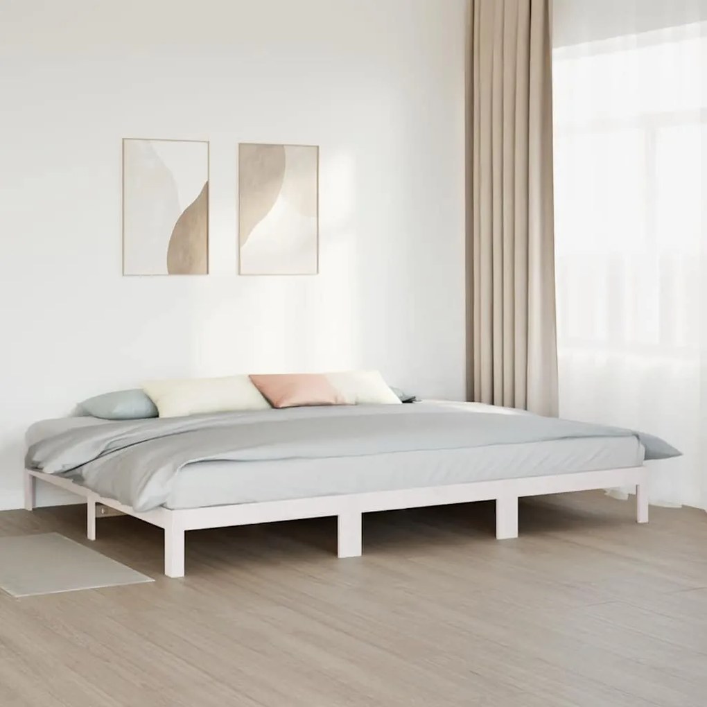 Rodinný rám postele bez matrace bílý 270x200cm masivní borovice 3324569