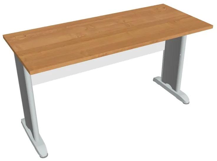 Stůl pracovní rovný 140 cm hl. 60 cm - Hobis Cross CE 1400 Dekor stolové desky: olše, Dekor lamino podnože: bílá, Barva nohou: Stříbrná