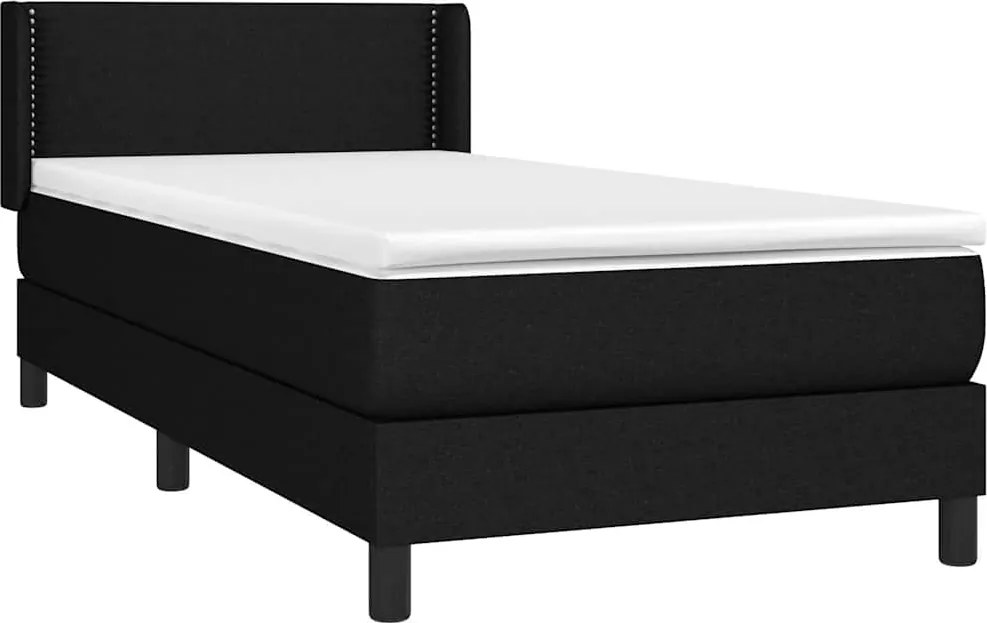 Box spring postel s matrací černá 90x200 cm textil 3129603