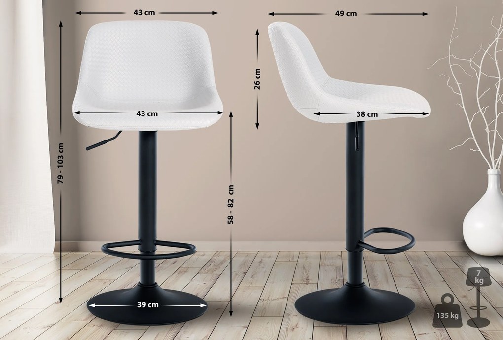Sada 2 barových židlí Loft umělá kůže – bílá