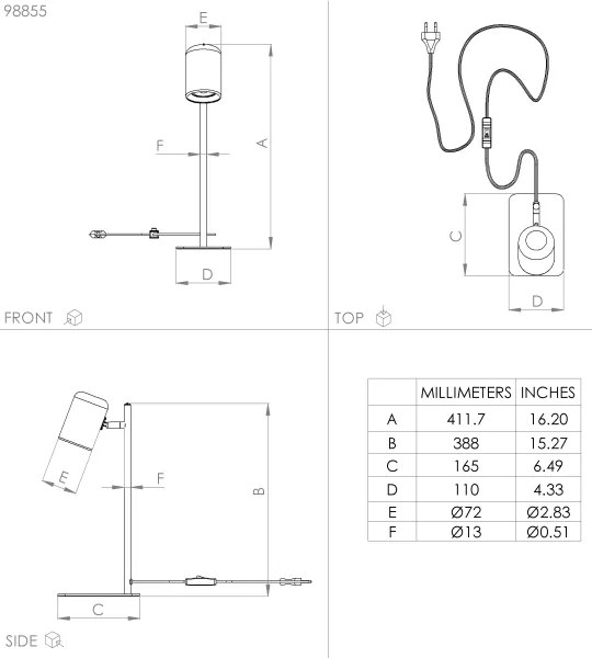 Eglo 98855 - LED Stolní lampa CEPPINO 1xGU10/4,5W/230V černá