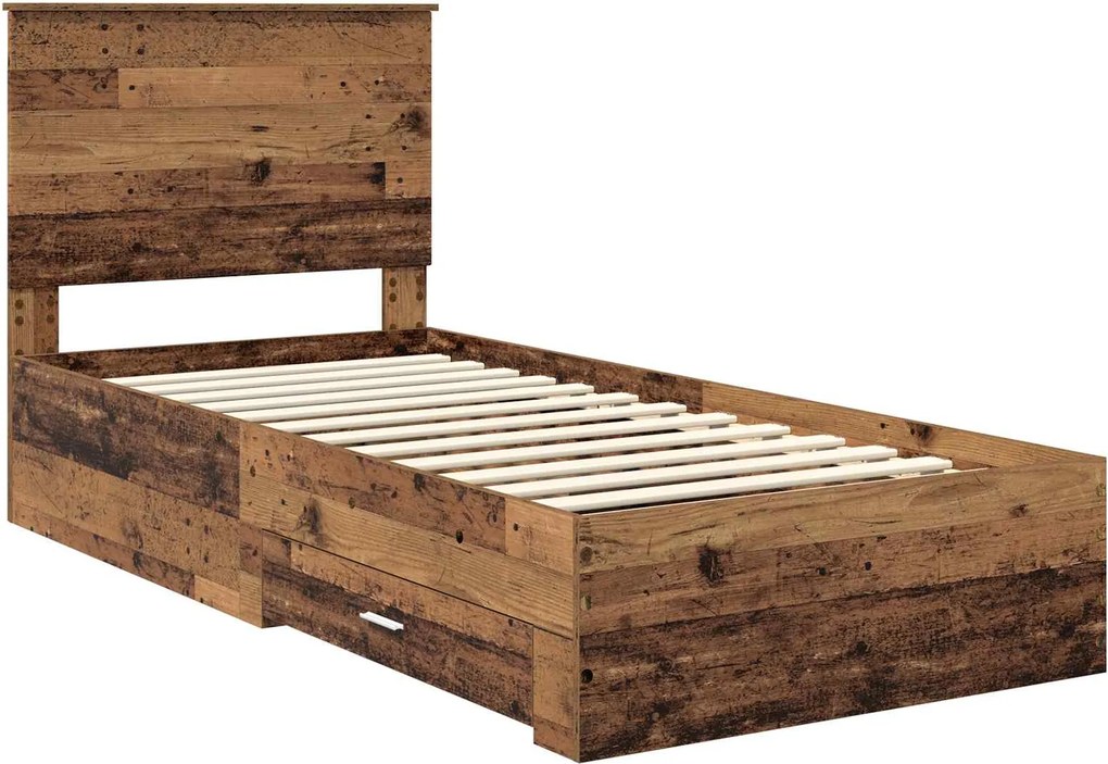 Rám postele s čelo Staré dřevo 90 x 190 cm Kompozitní dřevo 3409701
