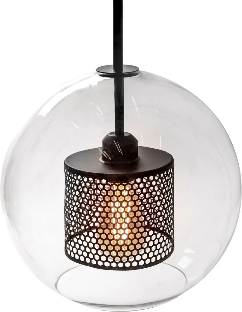 Toolight - Skleněná závěsná lampa loft APP557-1CP 20cm 1xE27 60W, černá, OSW-08750