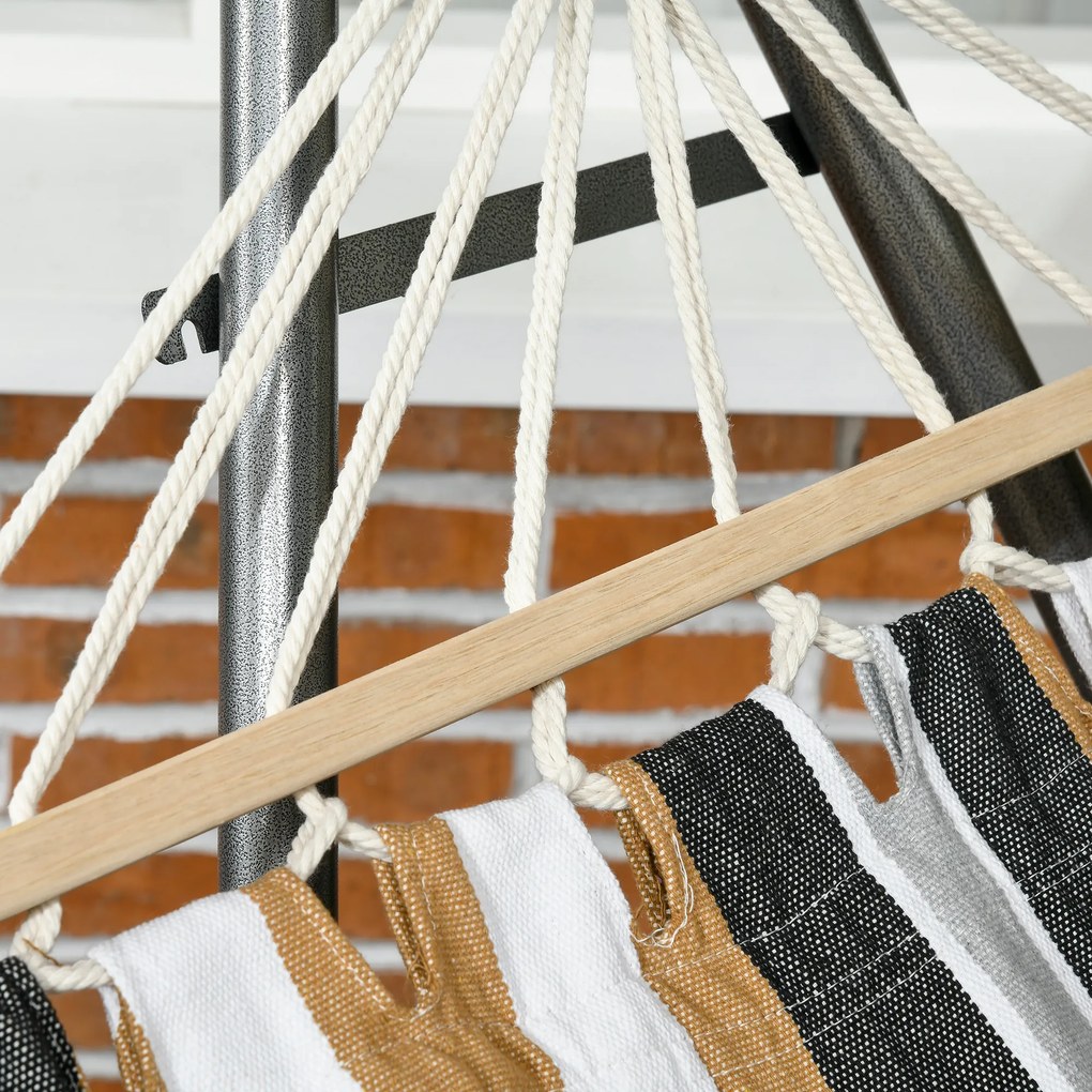 Skládací zahradní houpací síť s kovovým stojanem Outsunny, 1 místo, maximální nosnost 120 kg, rozměry 270L x 100W x 94H cm