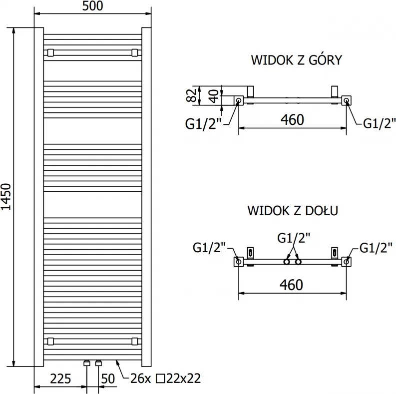 Mexen Pluton, elektrické topné těleso 1450x500 mm + topná tyč 900 W, černá, W106-1450-500-2900-70