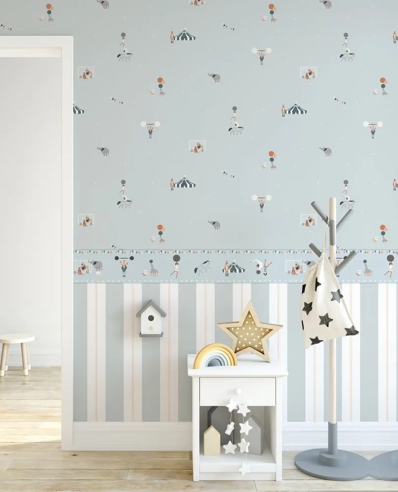 Modrá dětská samolepící bordura, Cirkus 7500-1, Noa, ICH Wallcovering