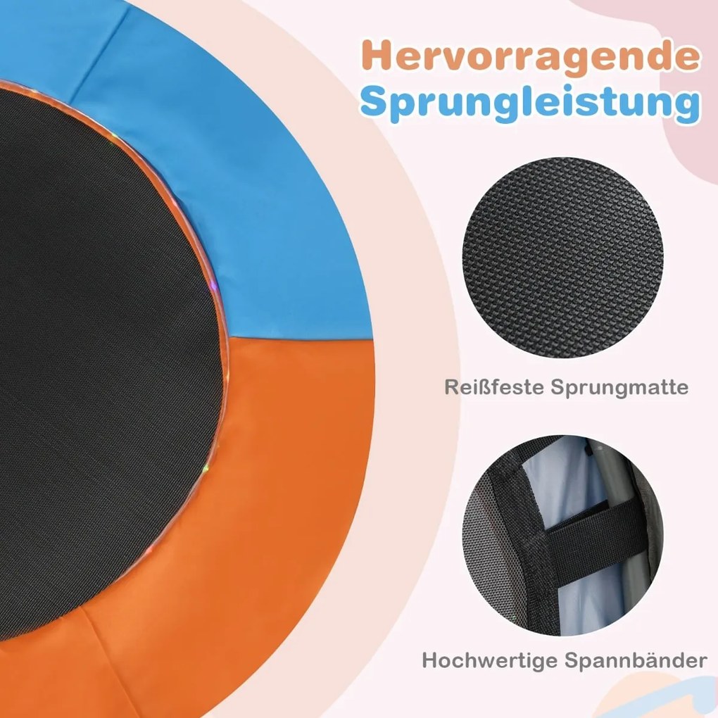 Costway Dětská trampolína Ø 90 cm s LED osvětlením a madlem
