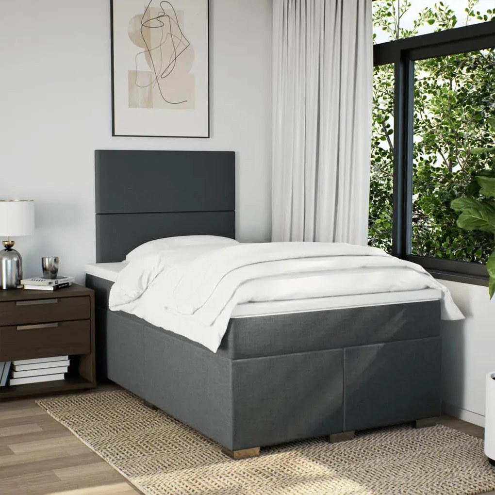 Box spring postel s matrací tmavě šedá 120x200 cm textil 3292749