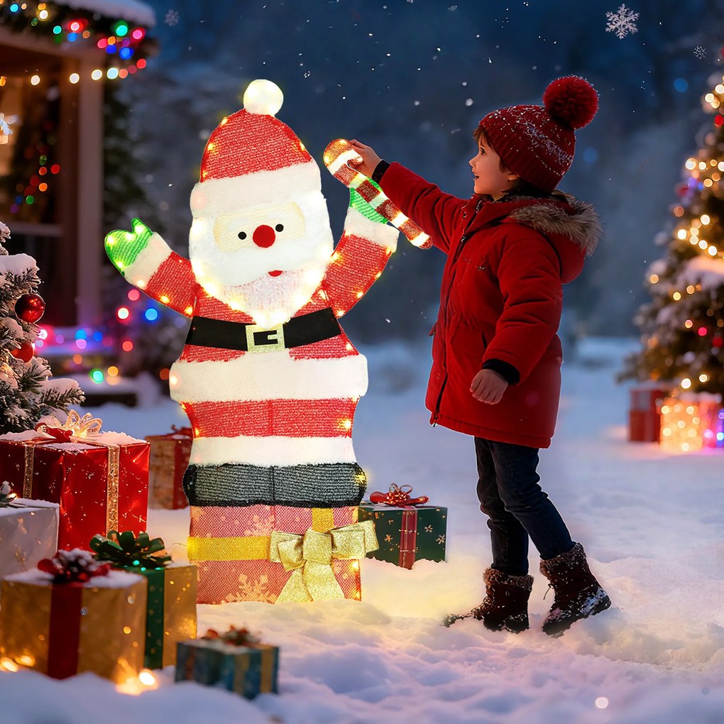 Outsunny 97 LED vánoční dekorace, Vánoce Santa Claus v teplé bílé, ocelový rám, vícebarevná
