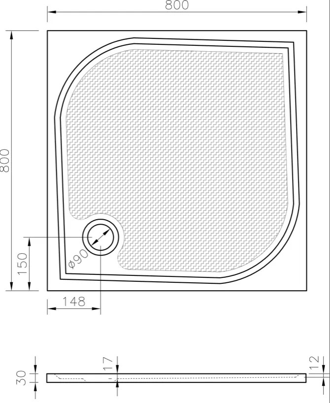 LOTOSAN Drop sprchová vanička 80x80, čtverec, vč. nožiček AQ LCS00180