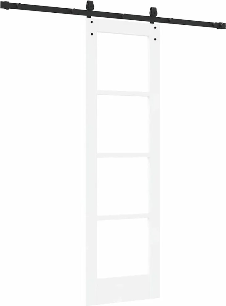 Posuvné dveře 61 x 198,5 cm Masivní borové dřevo a sklo Bílá 3332322