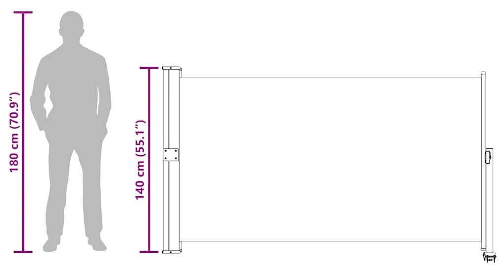 vidaXL Marketos Zatahovací boční markýza / zástěna 140 x 300 cm hnědá