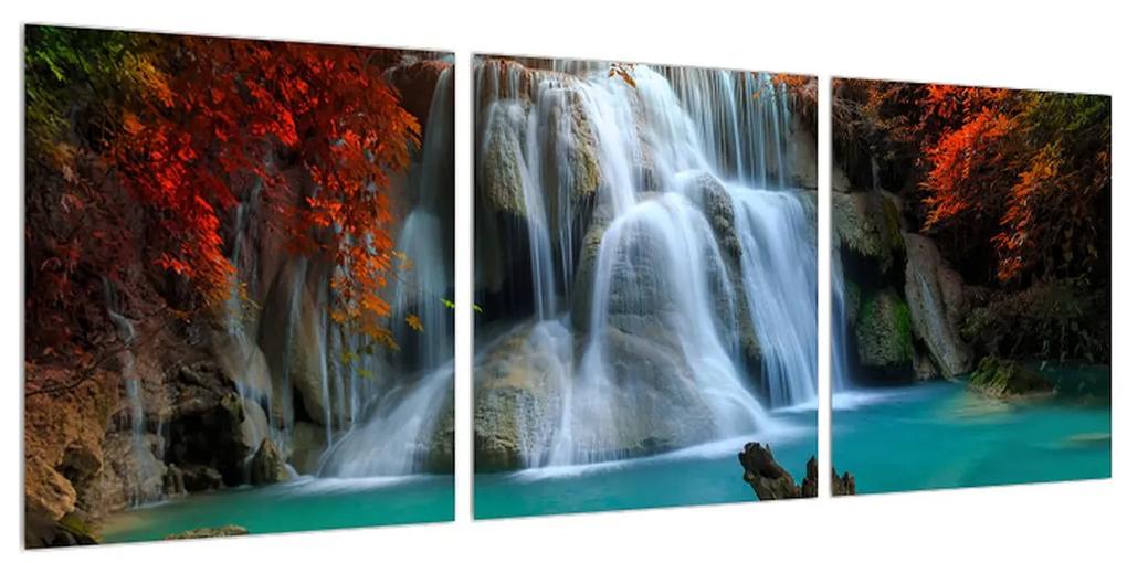 Podzimní obraz vodopádů (90x30 cm)