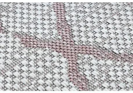 koberec SISAL SION MŘÍŽ 22129 ploché tkaní ecru / růžový velikost 200x290 cm | krásné koberce cz