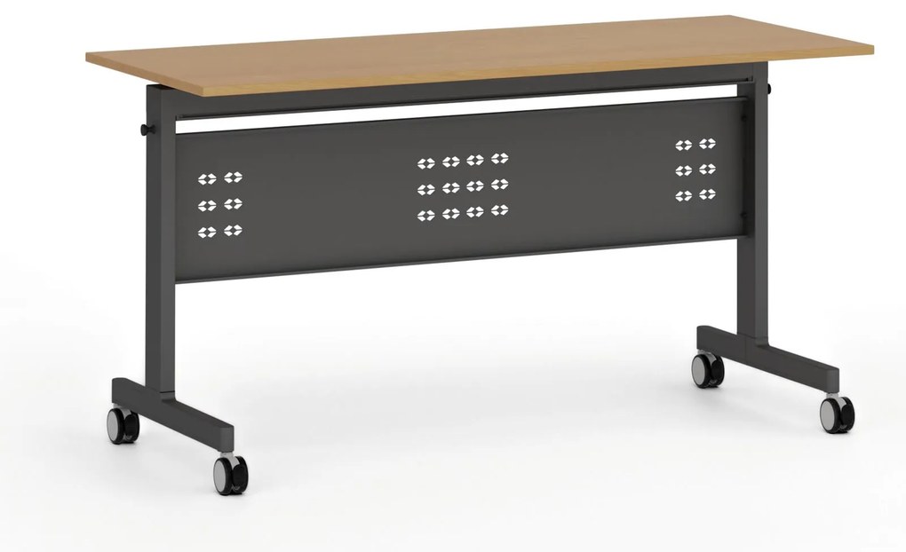 Mobilní stůl PRIMO MOBI, 140x60 cm, černá podnož, buk