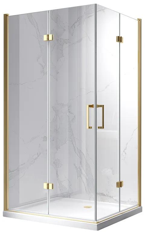 BPS-koupelny Obdélníkový sprchový kout HYD-OK12B 100x80 zlatá/transparent