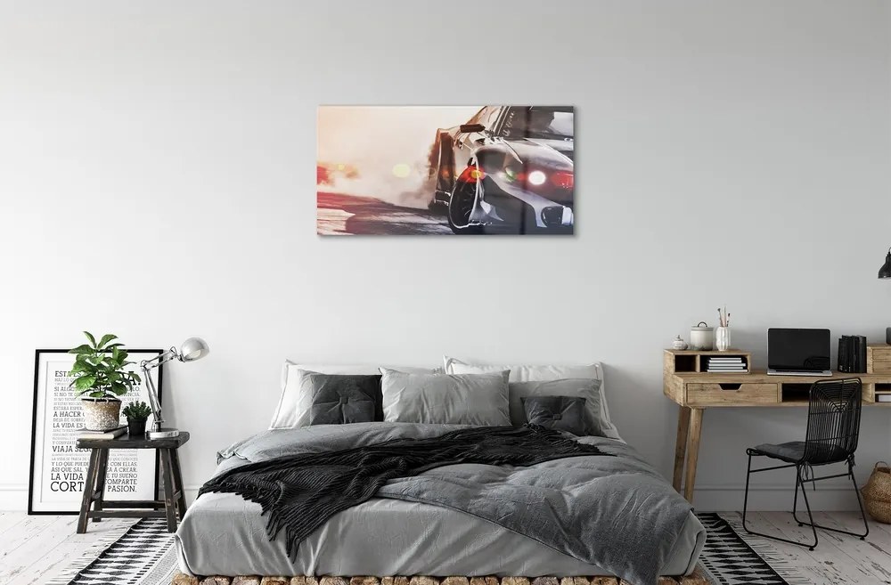 Obraz na skle Černé auto light 125x50 cm