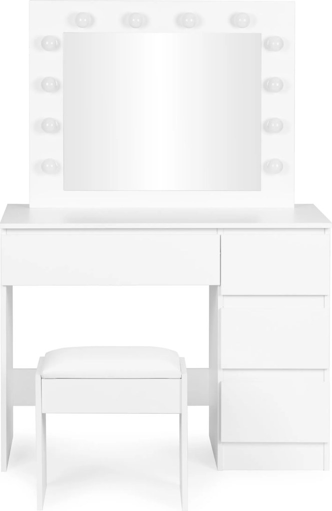 Toaletní stolek s LED osvětlením a taburetem Rety 94 cm bílý II