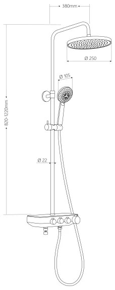 Aqualine - Sprchová sada s baterií a napouštěním FARRAO matná černá
