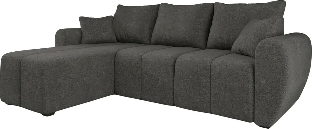 Rozkládací oboustranná sedací souprava do L SEVIO 246x145 cm, tmavě šedá + 2 polštářky ZDARMA