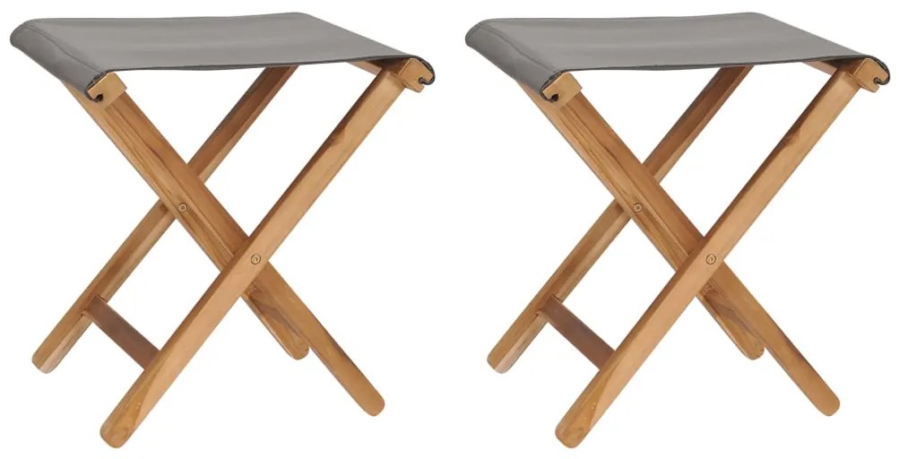 vidaXL Skládací židle 2 ks masivní teakové dřevo a textil tmavě šedé