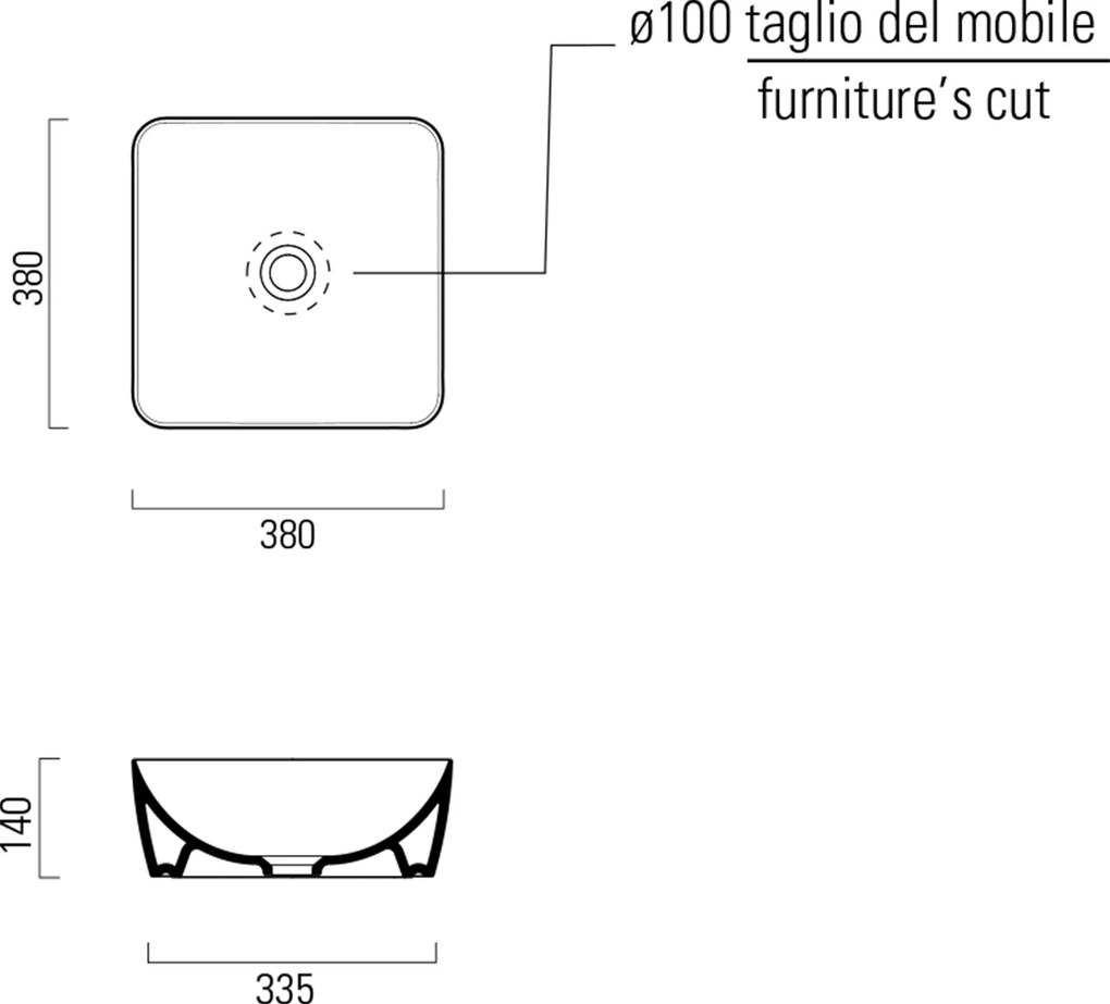 GSI Sapho Sand 903826 umyvadlo 38 x 38 cm černá mat
