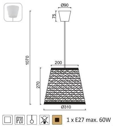 ACA DECOR Závěsné svítidlo PETRA max. 60W/E27/230V/IP20, průměr 31cm