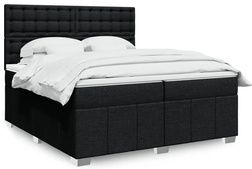 Box spring postel s matrací černá 200x200 cm textil 3291791